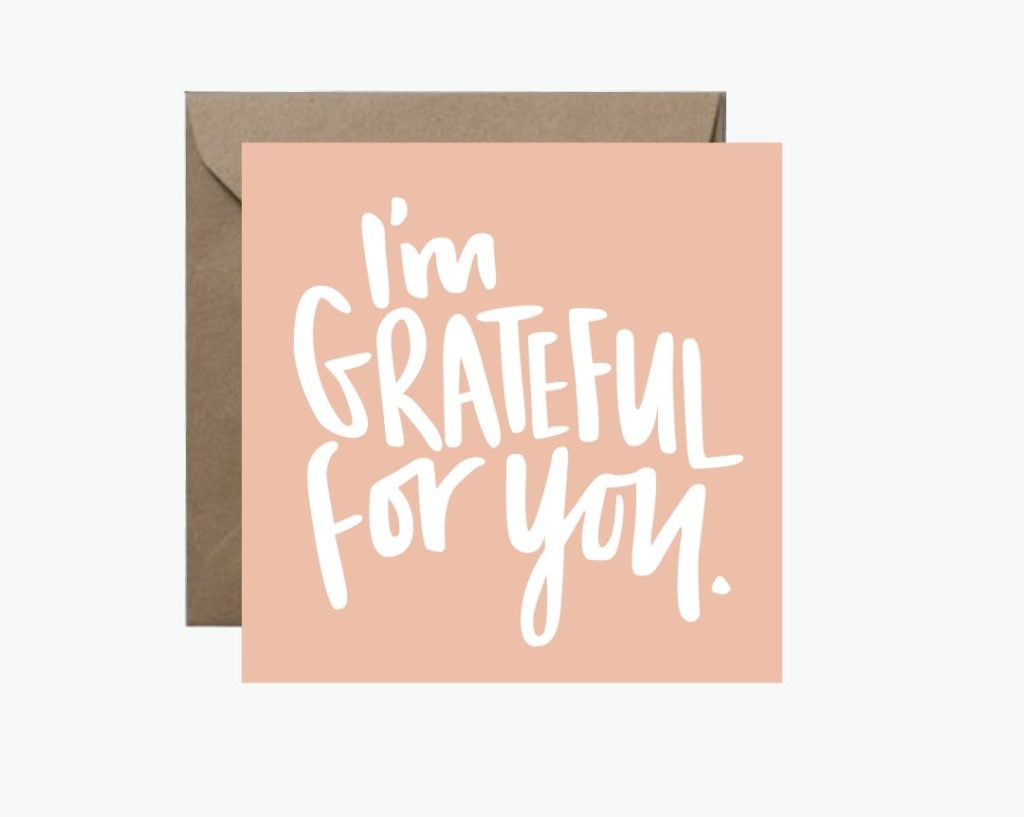 I'm Grateful for You | Hand Lettered Square Greeting Card - Rosie Lou