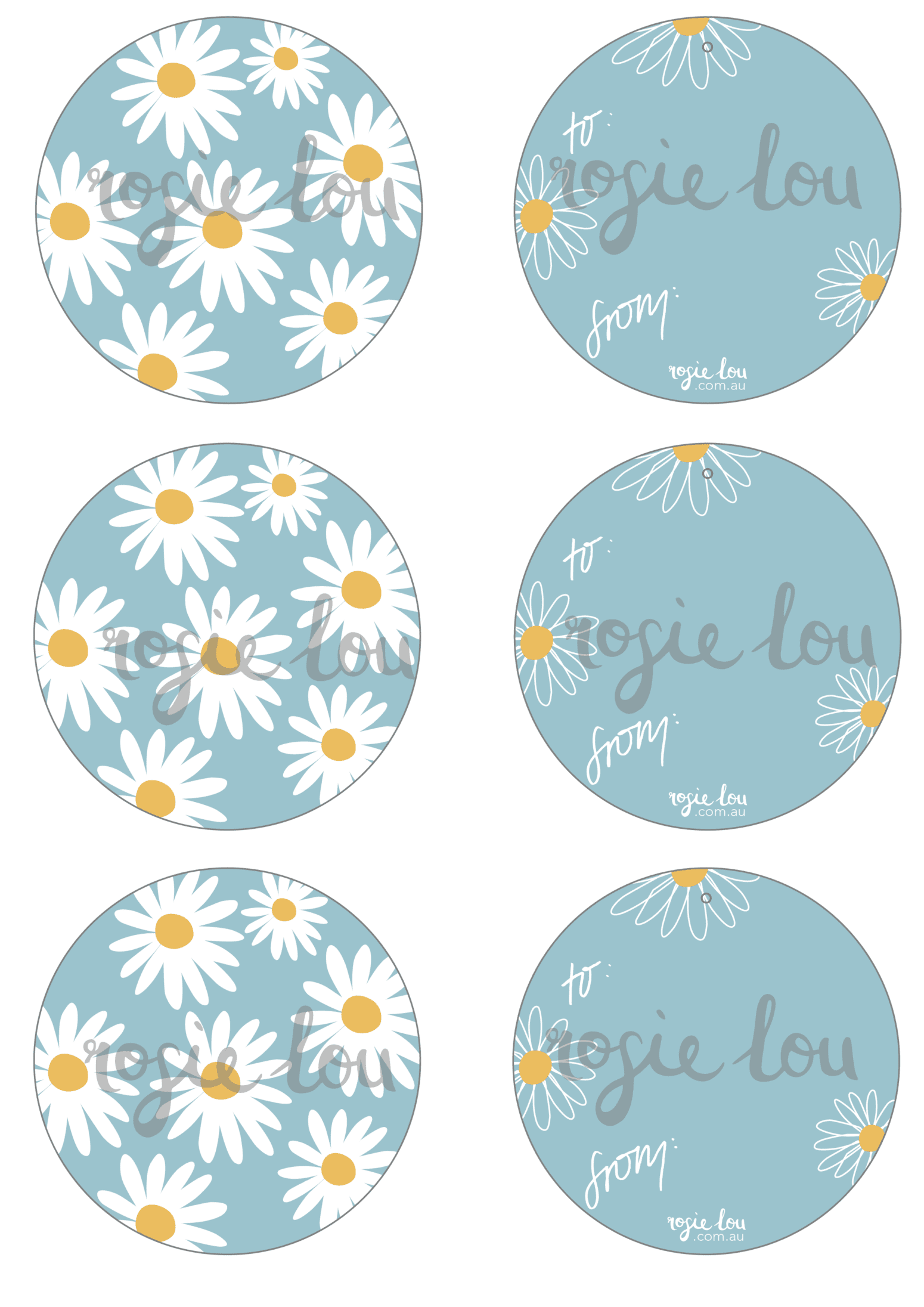 Daisy Gift Tag Printables - Rosie Lou